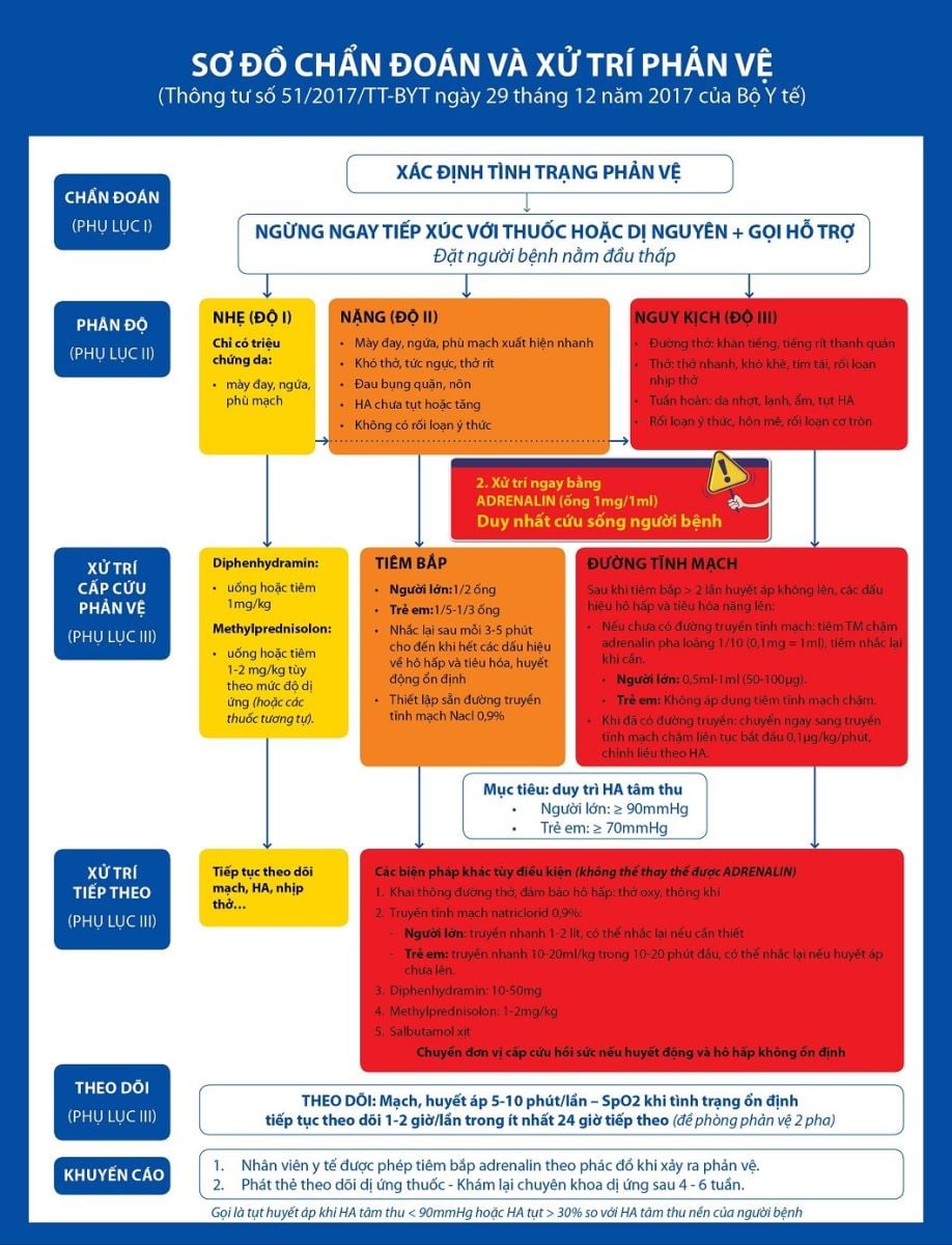 Phác đồ cấp cứu chống sốc phản vệ mới nhất của Bộ Y Tế