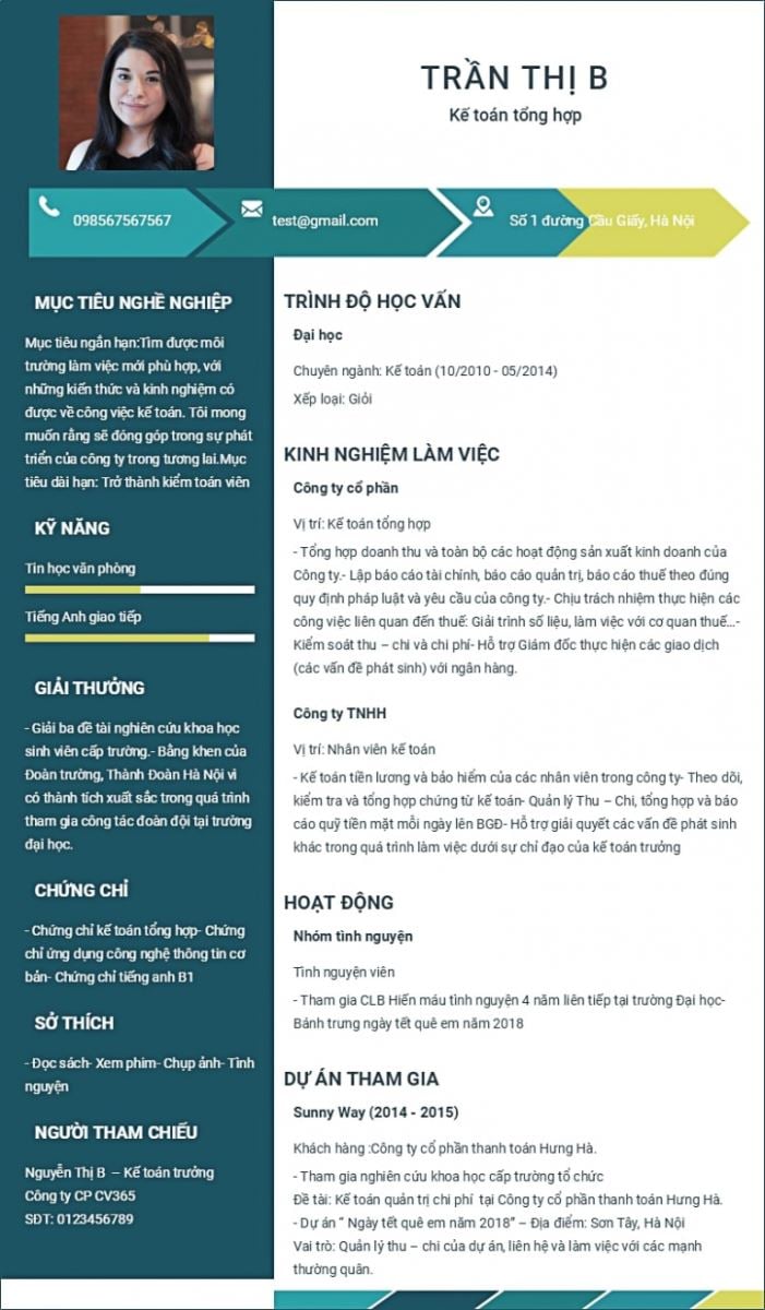 Mẫu CV xin việc kế toán cho người đã có kinh nghiệm hay nhất