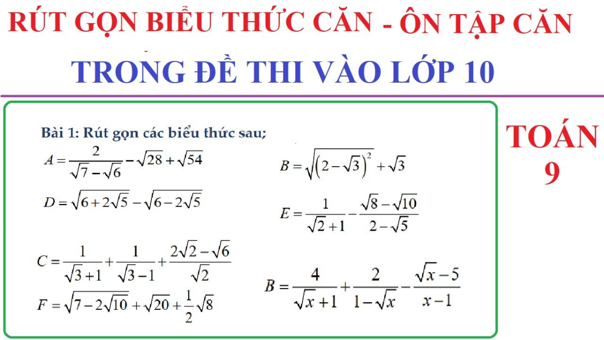 Giải Toán 9 Bài 8: Rút gọn biểu thức chứa căn thức bậc hai