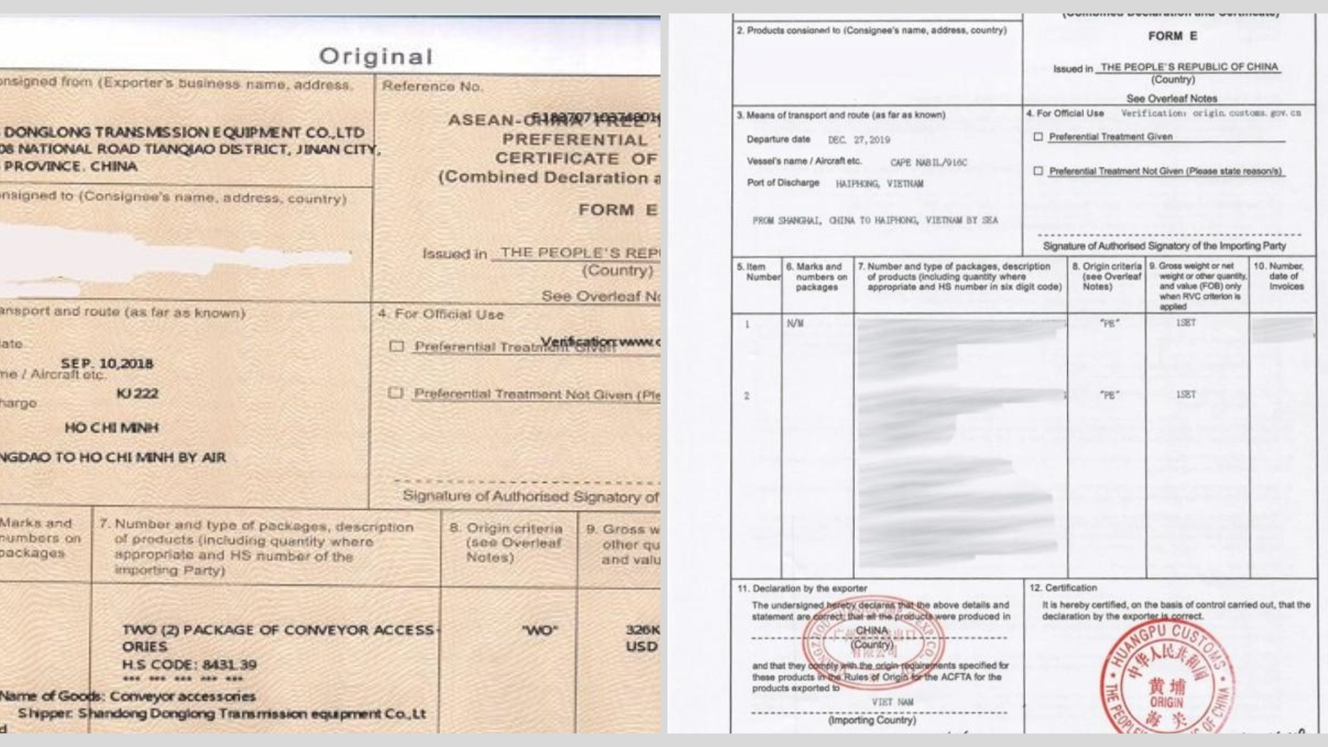 CO form E có được kê khai bằng tiếng Tiếng Việt hay không?