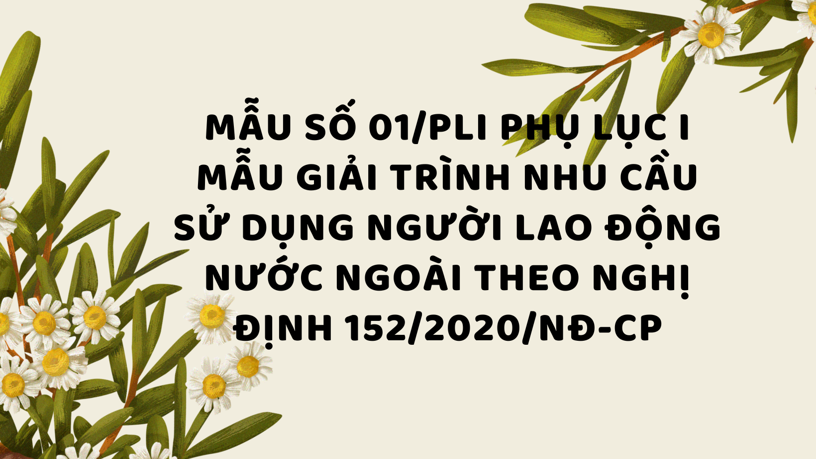 Mẫu số 01/PLI Phụ lục I Mẫu giải trình nhu cầu sử dụng người lao động nước ngoài theo Nghị định ...