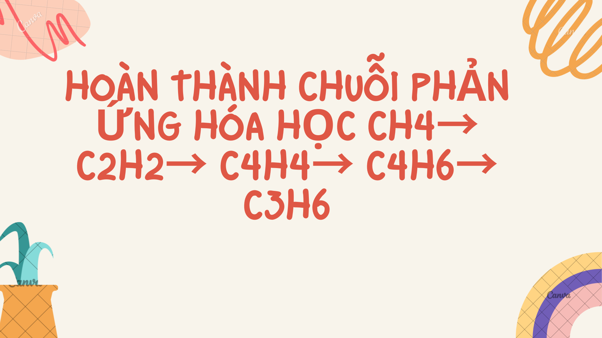 Hoàn thành chuỗi phản ứng hóa học CH4→ C2H2→ C4H4→ C4H6→ C3H6