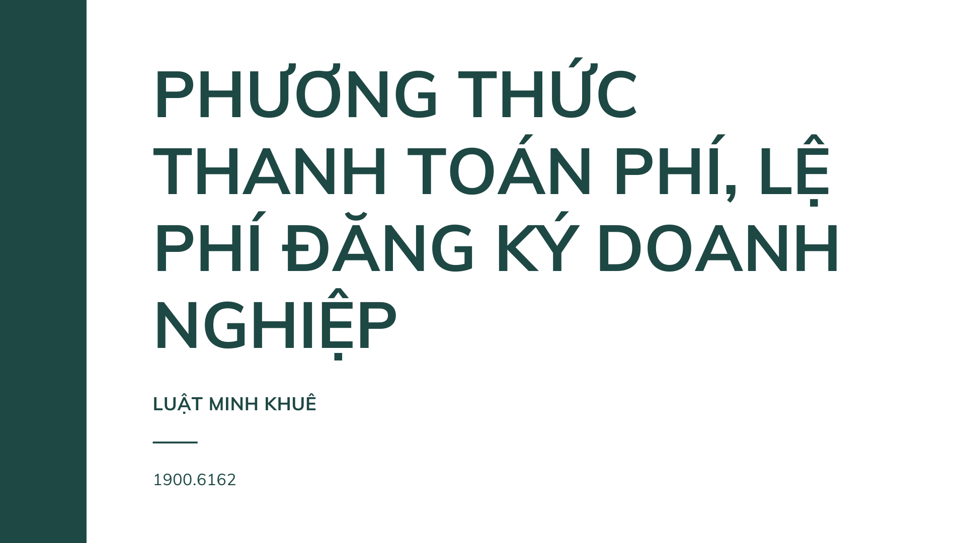 Phương thức thanh toán phí, lệ phí đăng ký doanh nghiệp