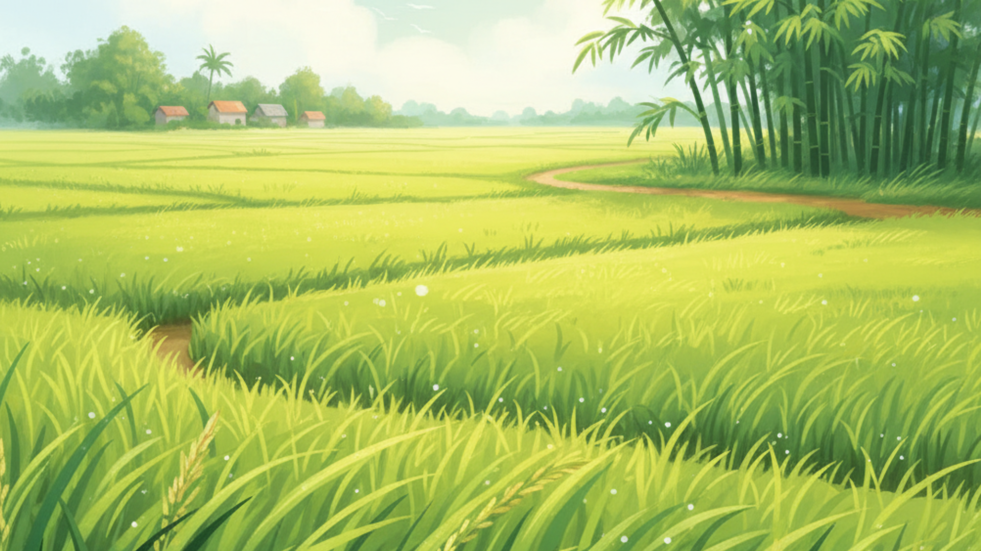 Tả cánh đồng lúa đang thì con gái lớp 5